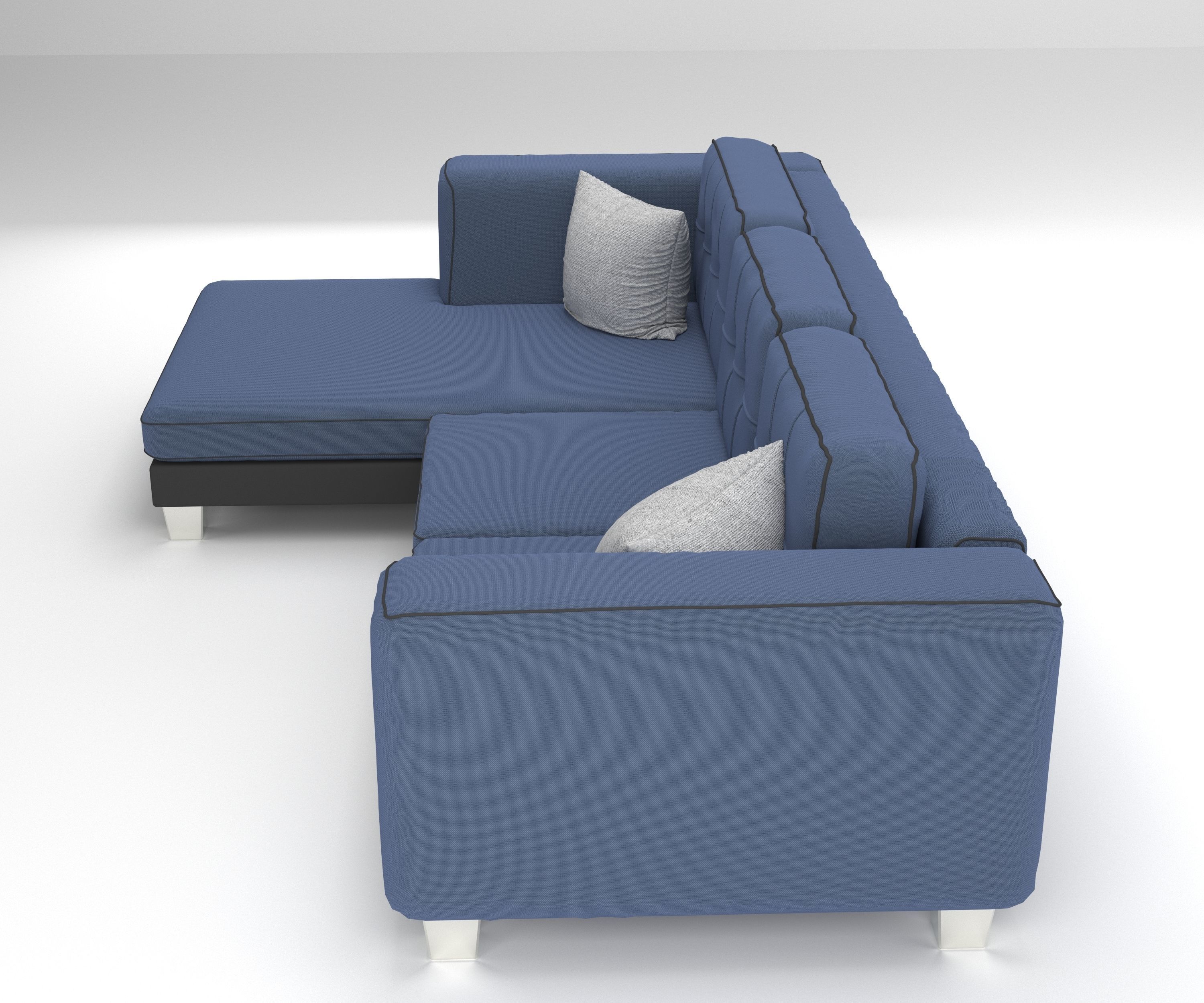 Sofa chaise lounge blue 3D model | CGTrader