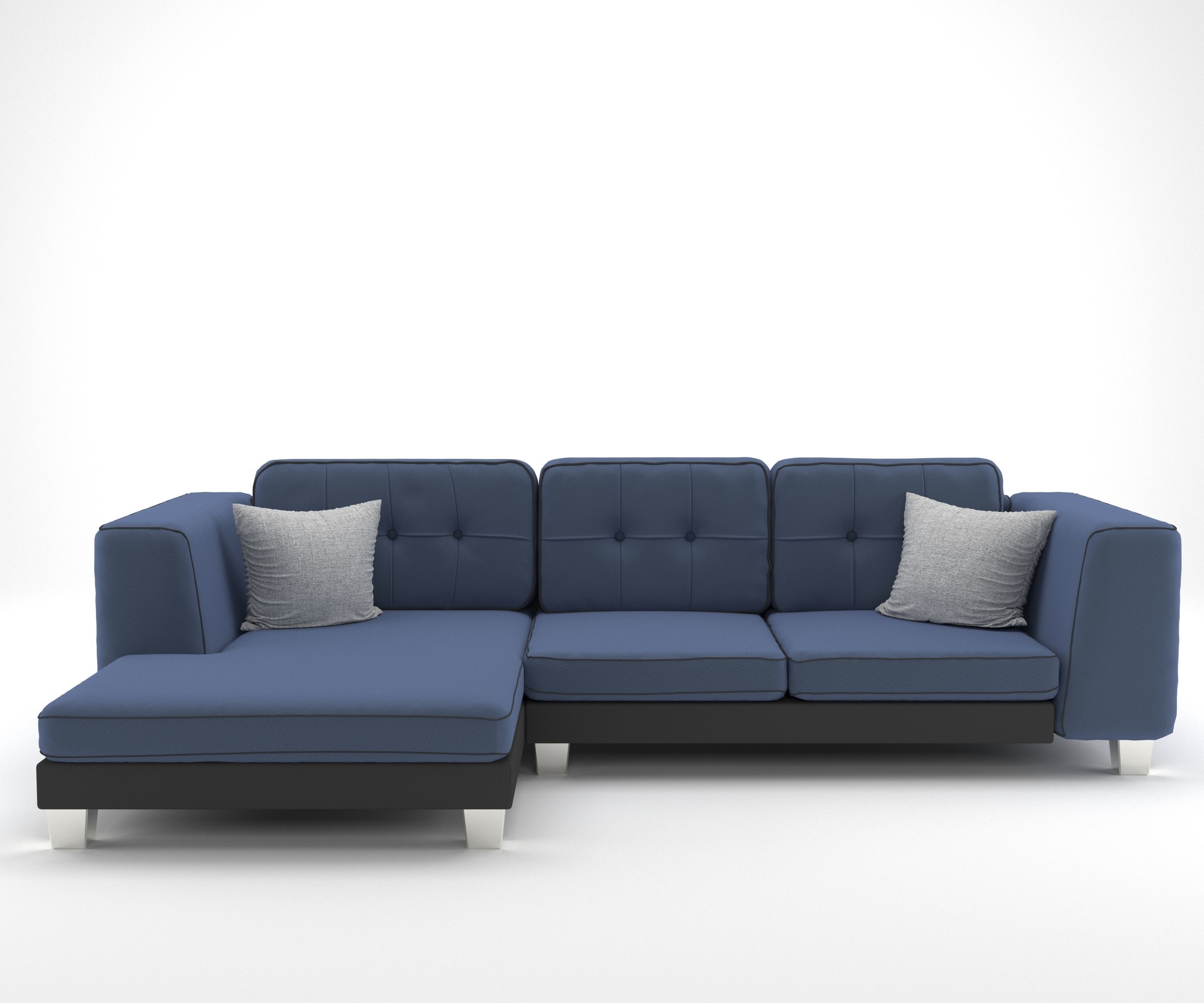 Sofa chaise lounge blue 3D model | CGTrader