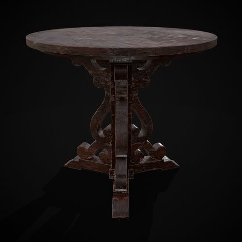 3D model Medieval Mahogany Antique Three Legged Round Table VR / AR / low-poly | CGTrader