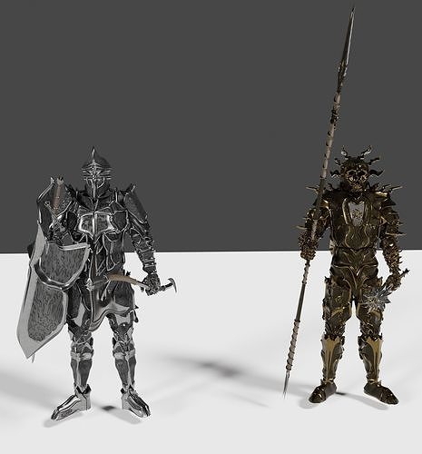 Sunlord and Moonlord set of armors and weapons 3D model rigged | CGTrader