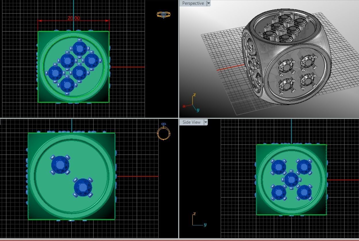 dice with gems 3D model 3D printable | CGTrader