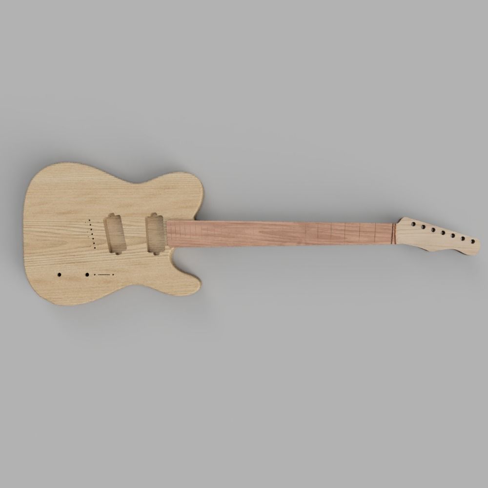 CNC Modern 7 String Telecaster Guitar Body and Neck 3D CAD Model 3D ...