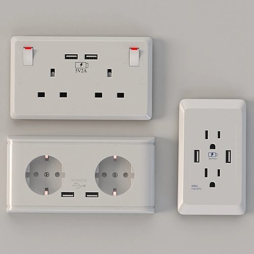 Electrical Plug and Switches Adapter with Usb Outlets 3D model | CGTrader