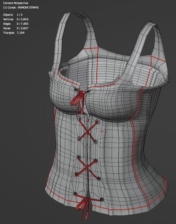 Base mesh Corset with or without straps CC BY 3D model | CGTrader