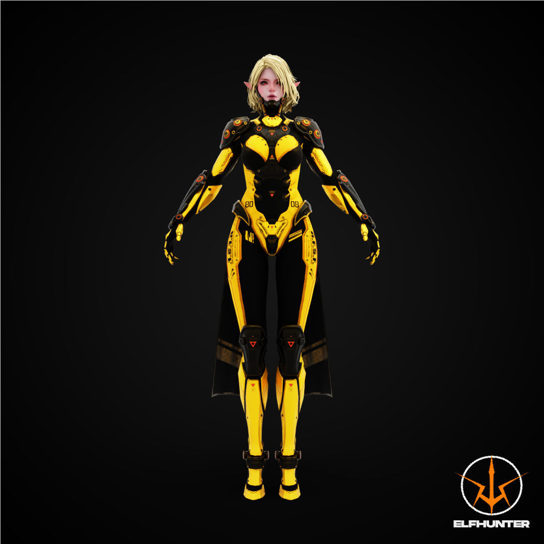 3D model EXCLUSIVE EDITION RIGGED CHARACTER ELF YELLOW MECHANICAL VR ...