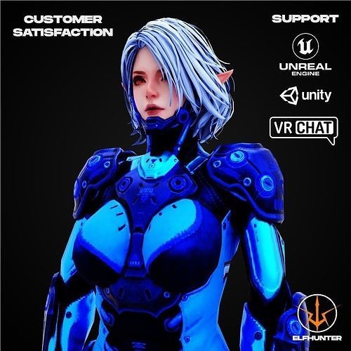 3D model EXCLUSIVE EDITION RIGGED CHARACTER ELF BLUE MECHANICAL VR / AR ...