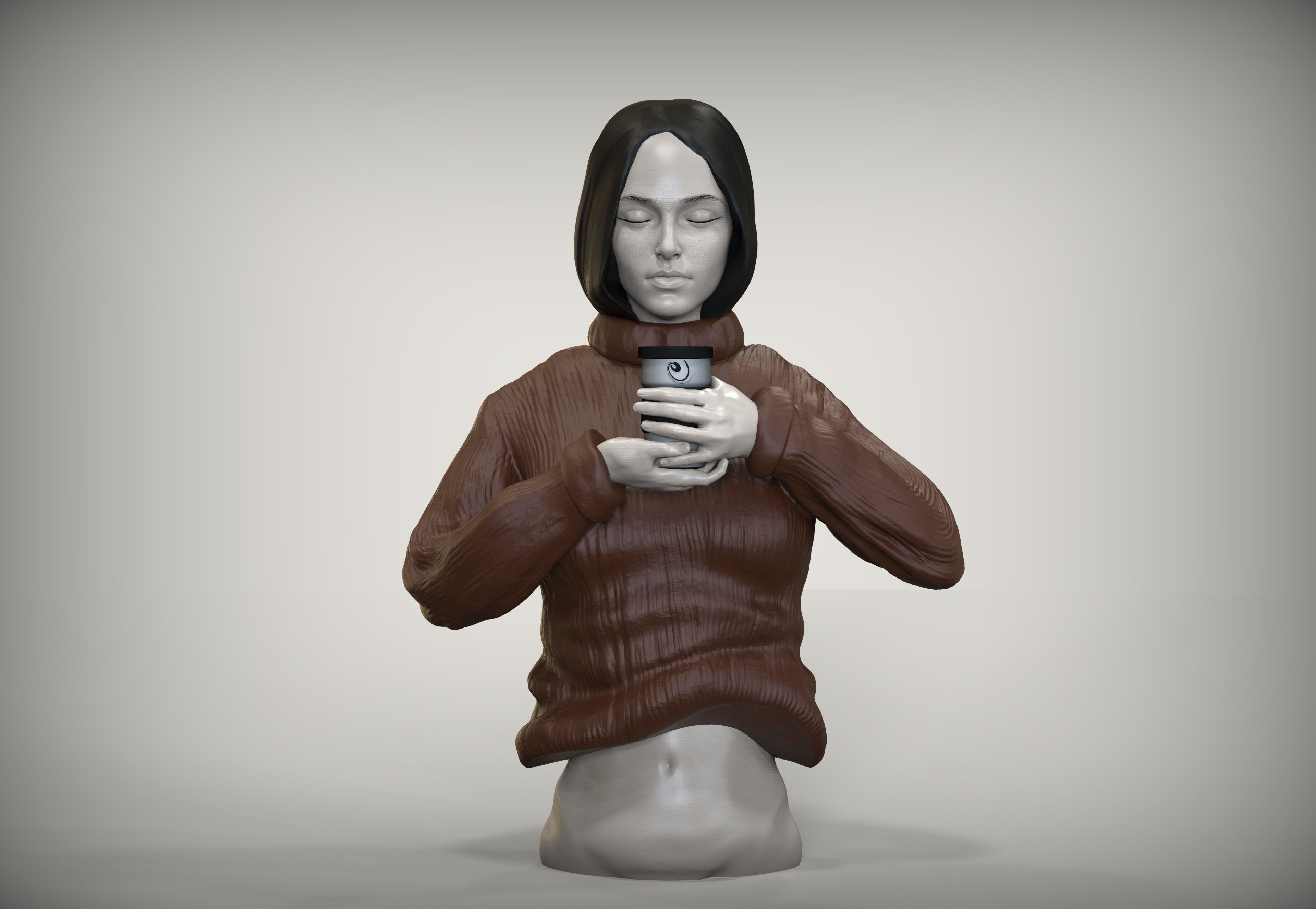 Zen Coffee Girl for 3D Print 3D model 3D printable | CGTrader