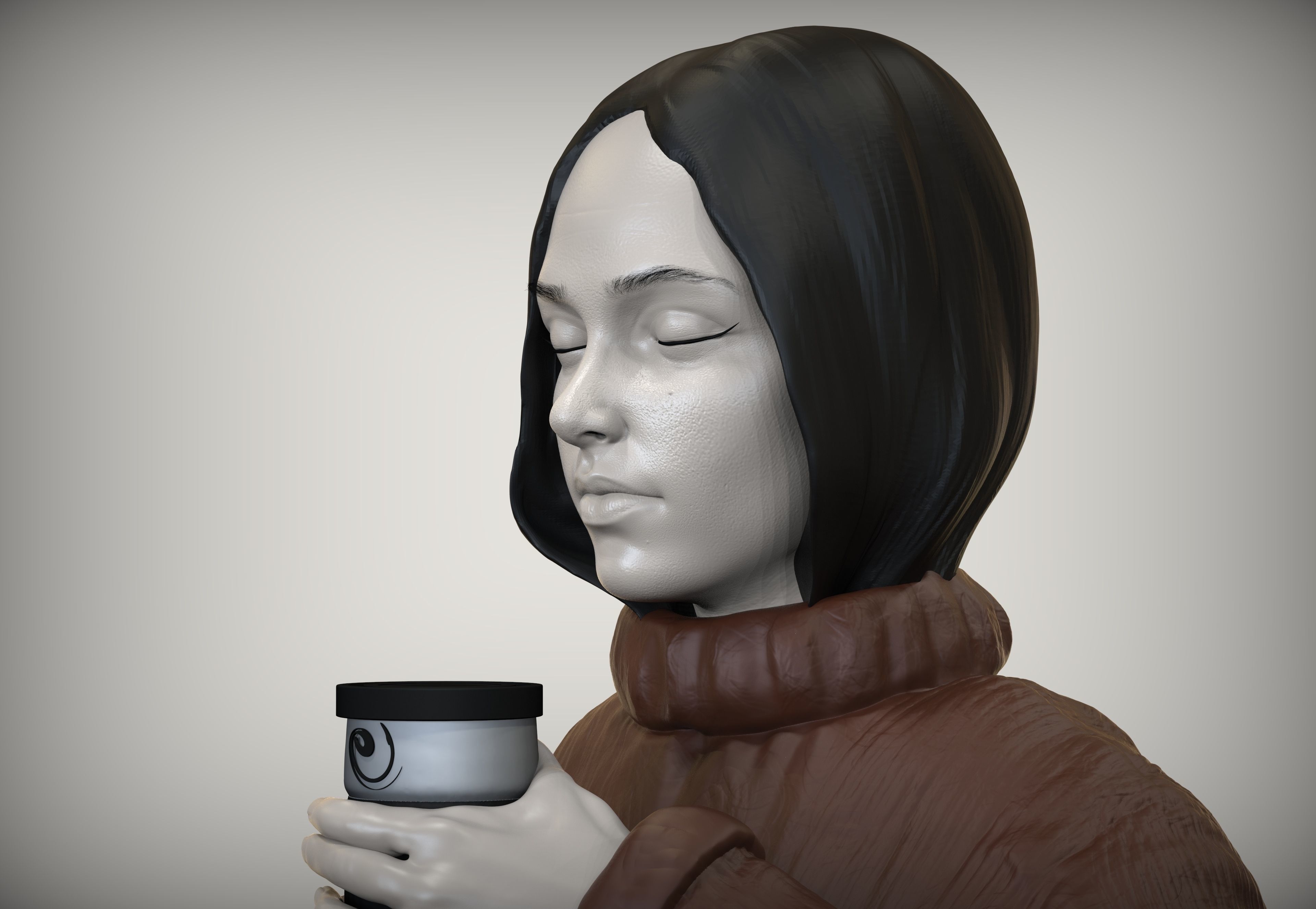 Zen Coffee Girl for 3D Print 3D model 3D printable | CGTrader