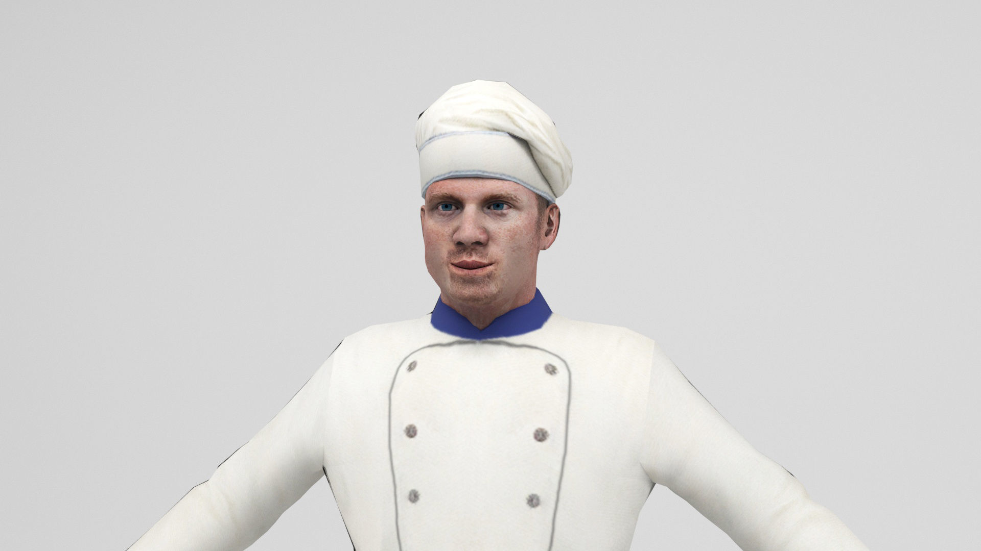 3D model Cook 1 chef holding frying pan VR / AR / low-poly | CGTrader