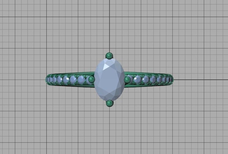 Solitaire Engagement Compass Set Four Claw Ring 7x5 Oval stone 3D model ...