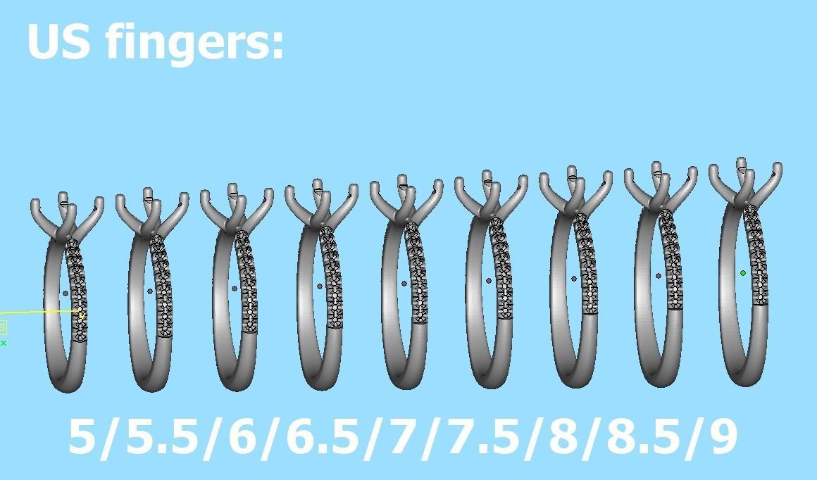 Solitaire Engagement Compass Set Four Claw Ring 7x5 Oval stone 3D model ...