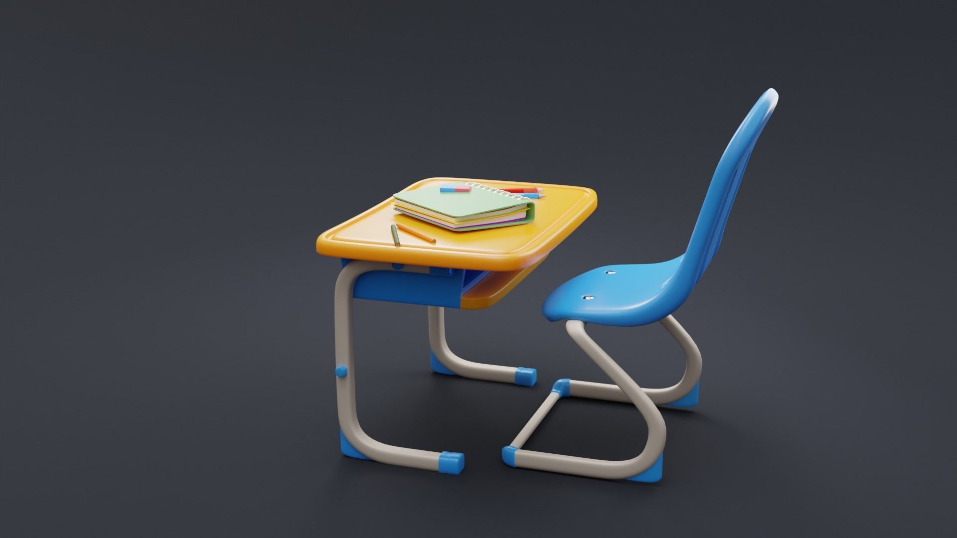 Cartoon Kid School desk 3D model | CGTrader