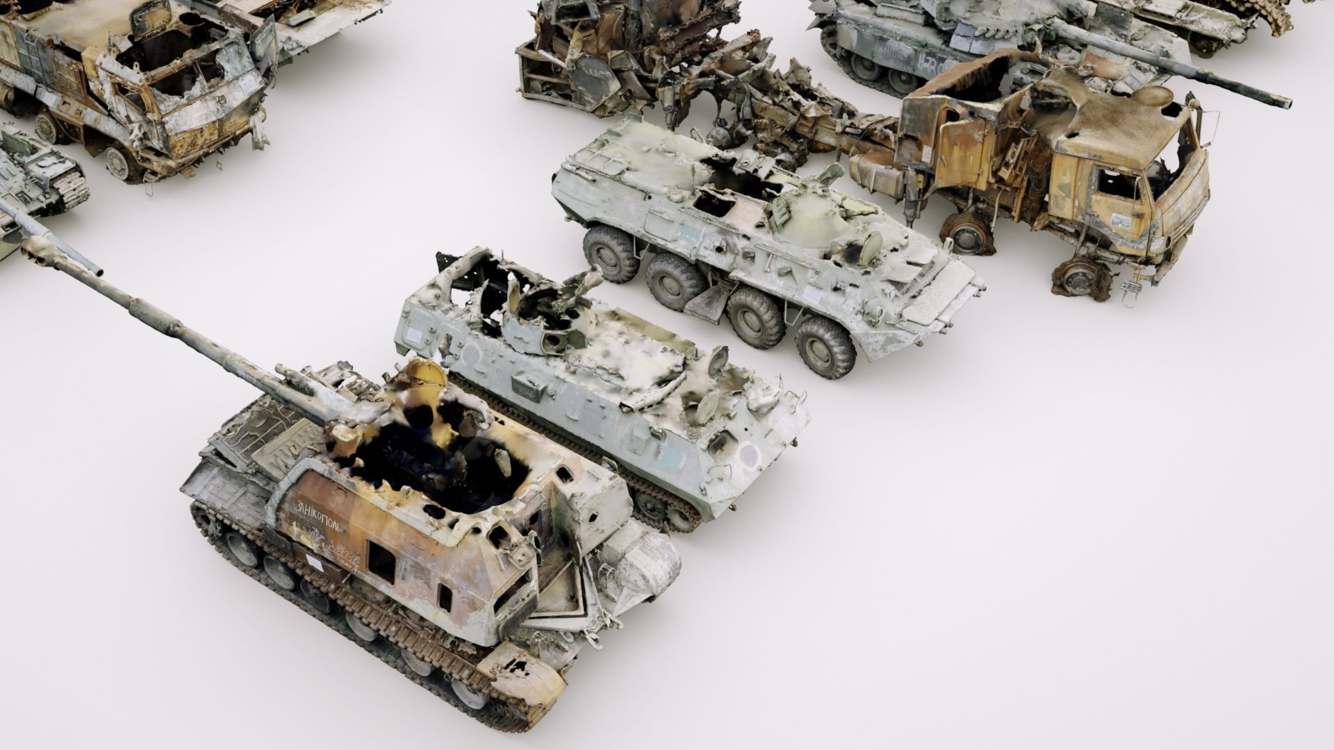 Destroyed russian armoured vehicles 30 assets collection 3D model ...