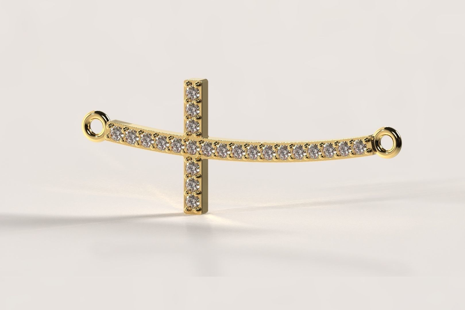 Curved Cross With Gems Pendant Necklace 3D model 3D printable | CGTrader