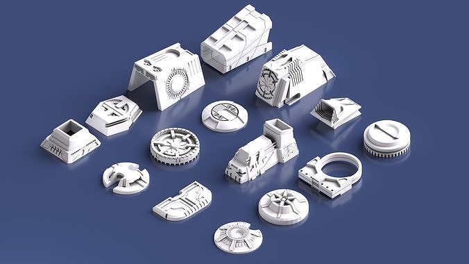 3D model Sci-Fi Futuristic Style Hard Surface Assets VR / AR / low-poly ...