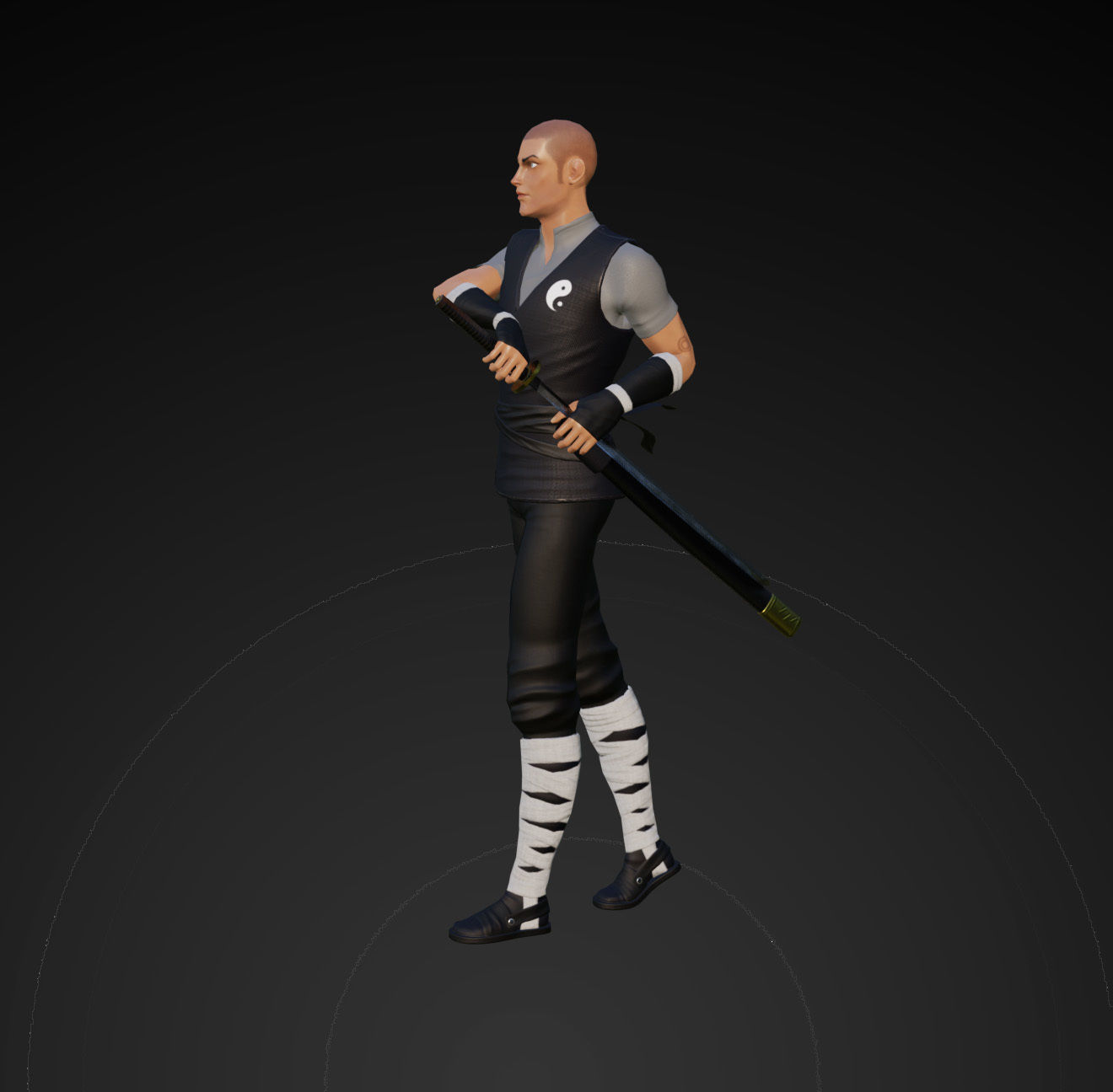 Samurai monk - PBR Low Poly Character free VR / AR / low-poly 3D model rigged | CGTrader