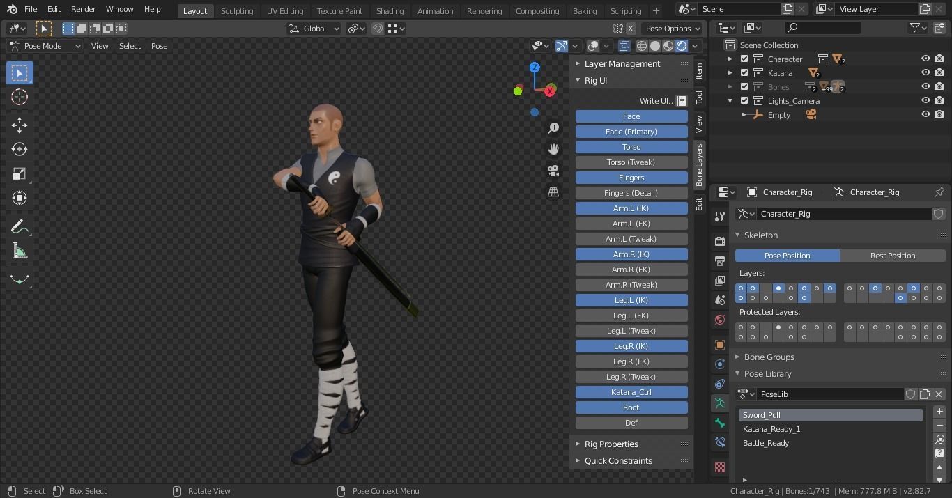 Samurai monk - PBR Low Poly Character free VR / AR / low-poly 3D model rigged | CGTrader
