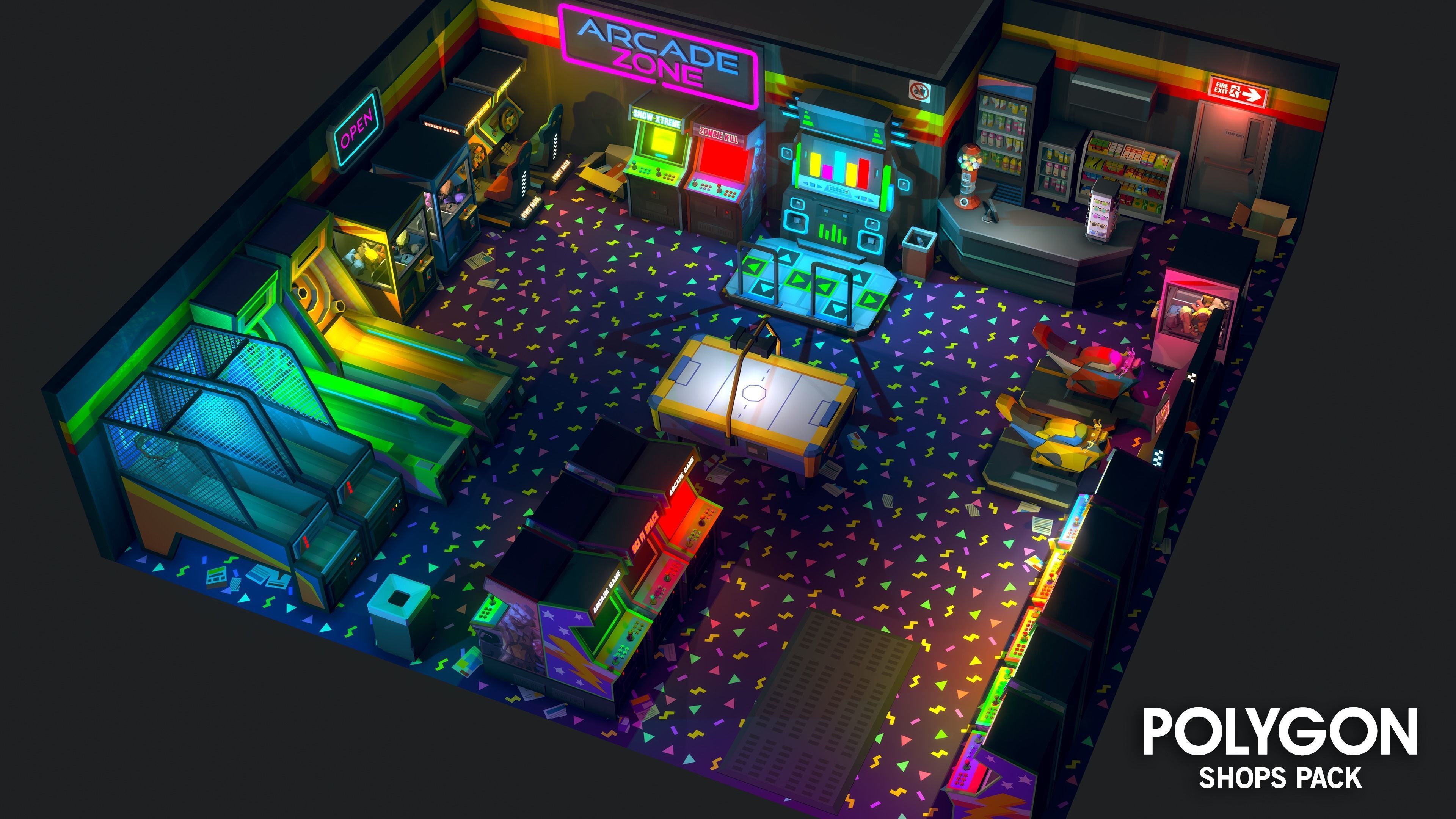 3D model POLYGON - Shops Pack VR / AR / low-poly | CGTrader