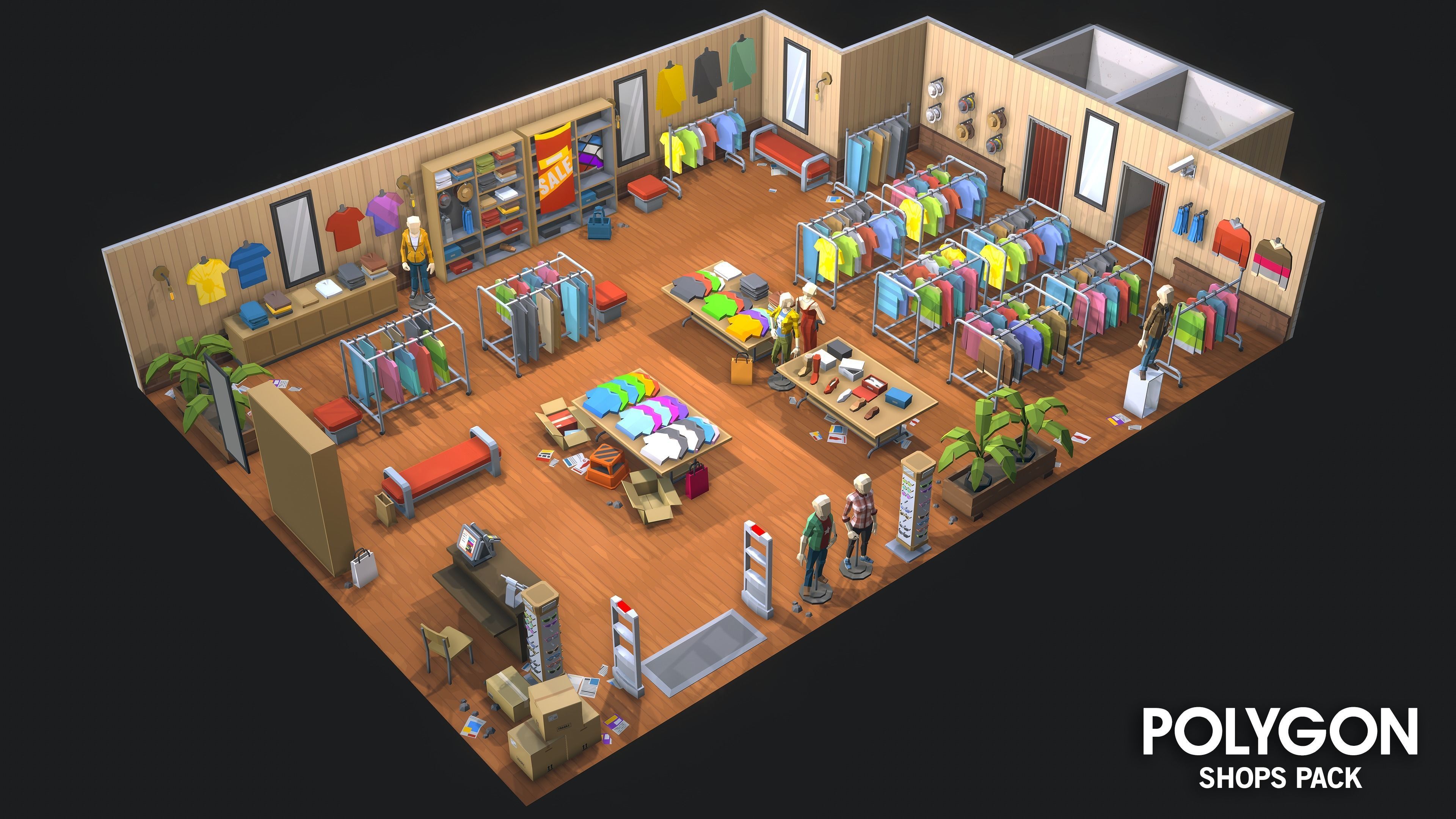 3D model POLYGON - Shops Pack VR / AR / low-poly | CGTrader