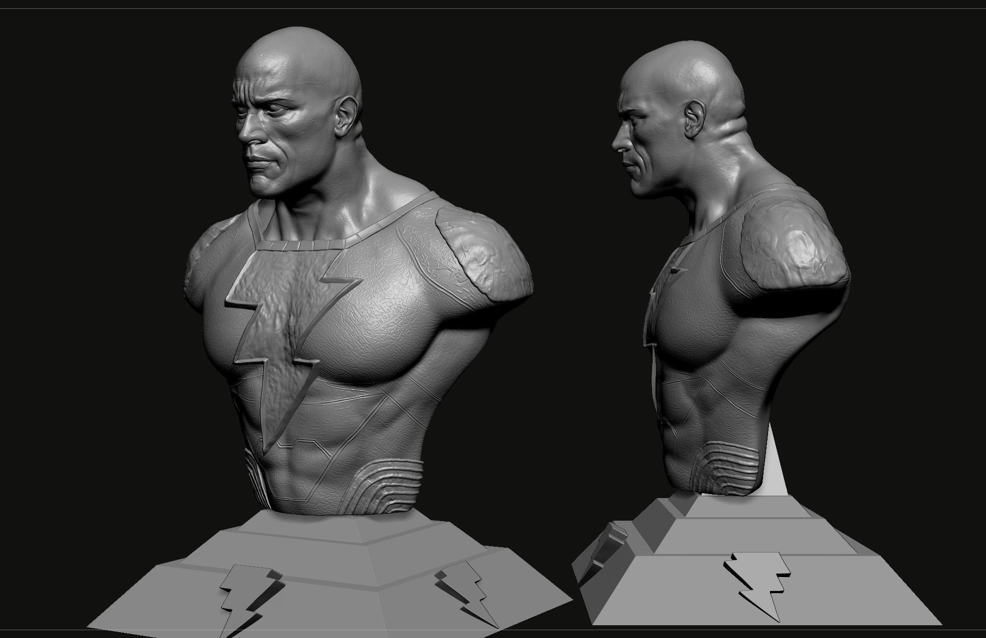 Black Adam- Dwayne Johnson Bust 3D model 3D printable | CGTrader