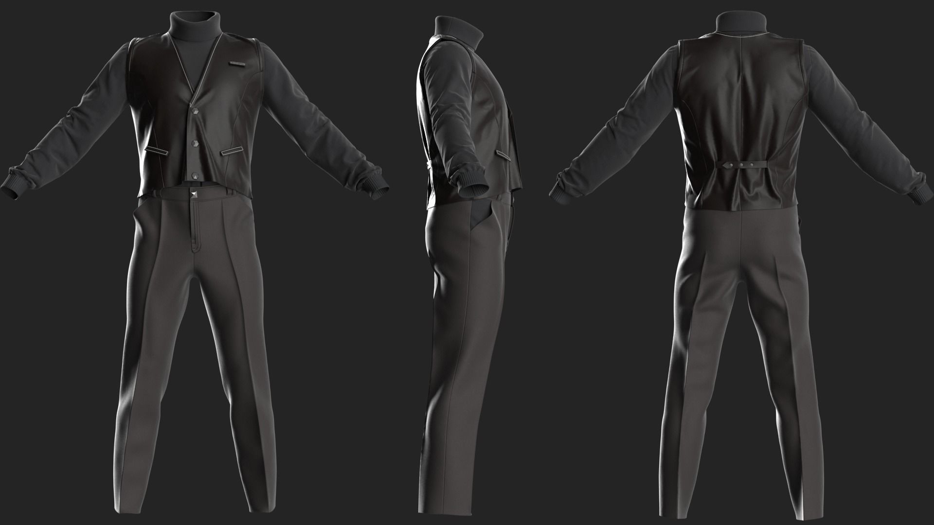 Mens two-piece suit Marvelous Designer project 3D model | CGTrader