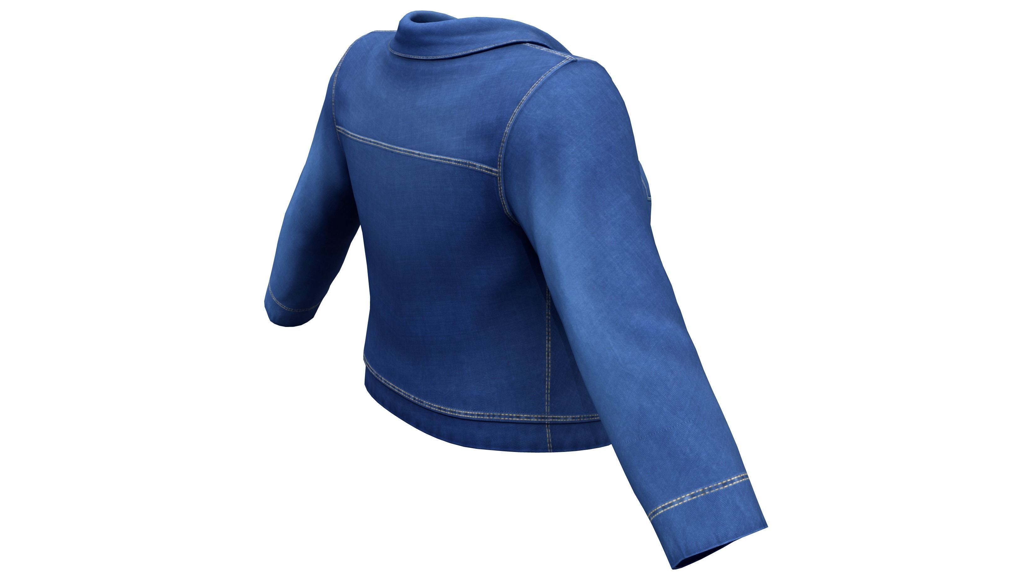 3D model Unbuttoned Denim Crop Jacket VR / AR / low-poly | CGTrader