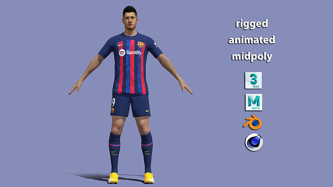 3D Rigged Robert Lewandow Barcelonaski 3D model rigged | CGTrader