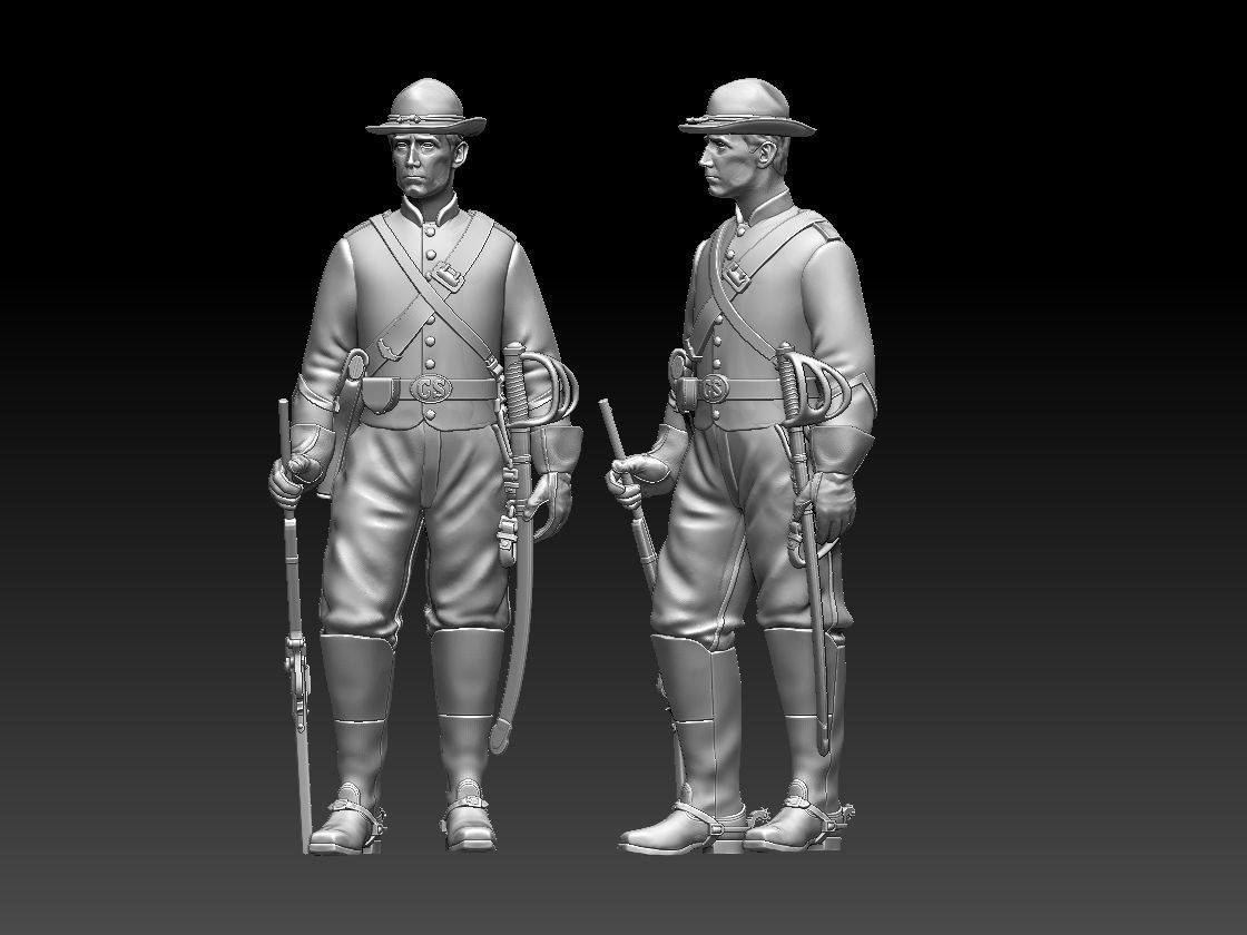 Soldier Confederate cavalry 3D model 3D printable | CGTrader