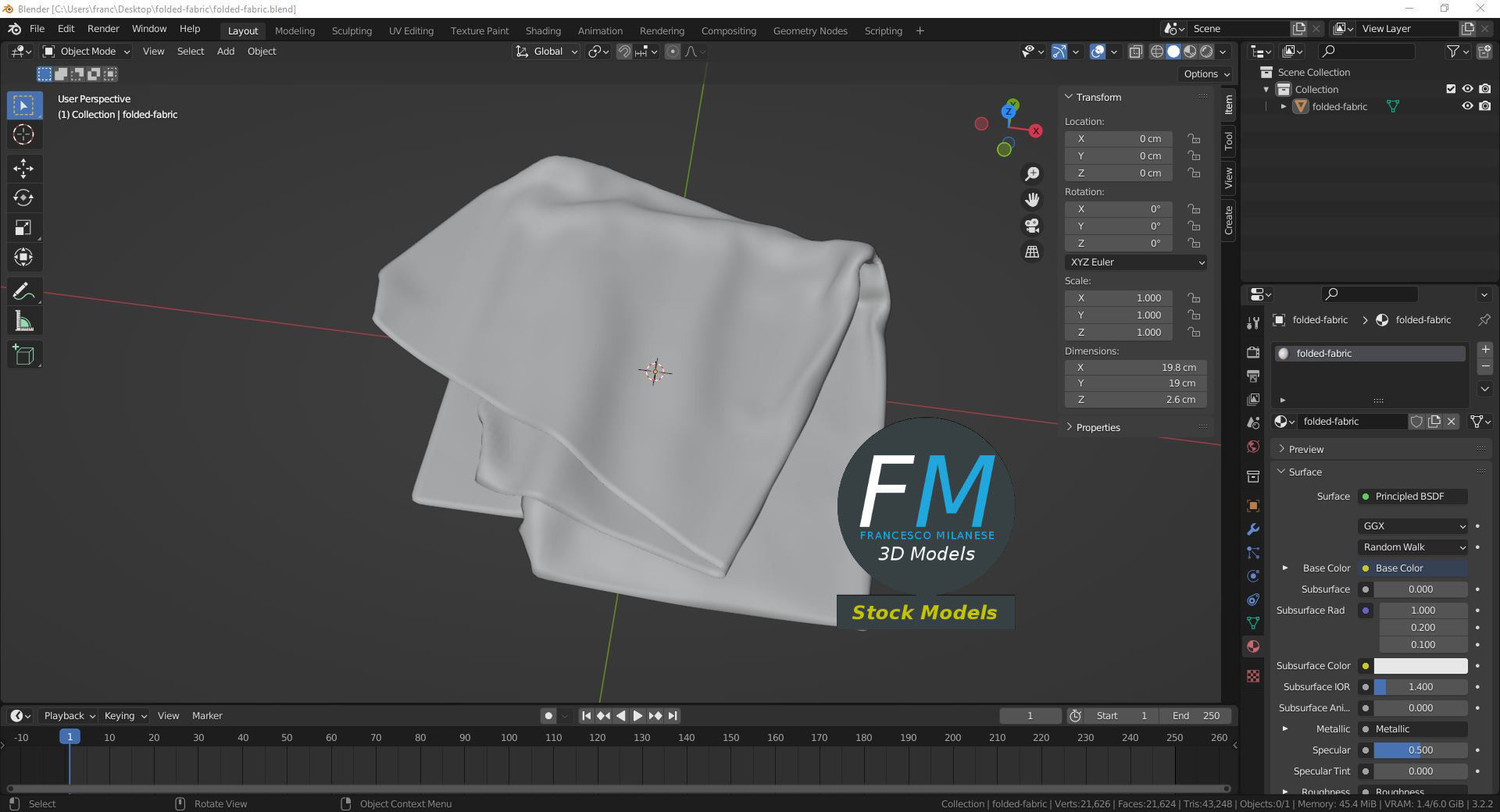 Folded fabric 3D model | CGTrader
