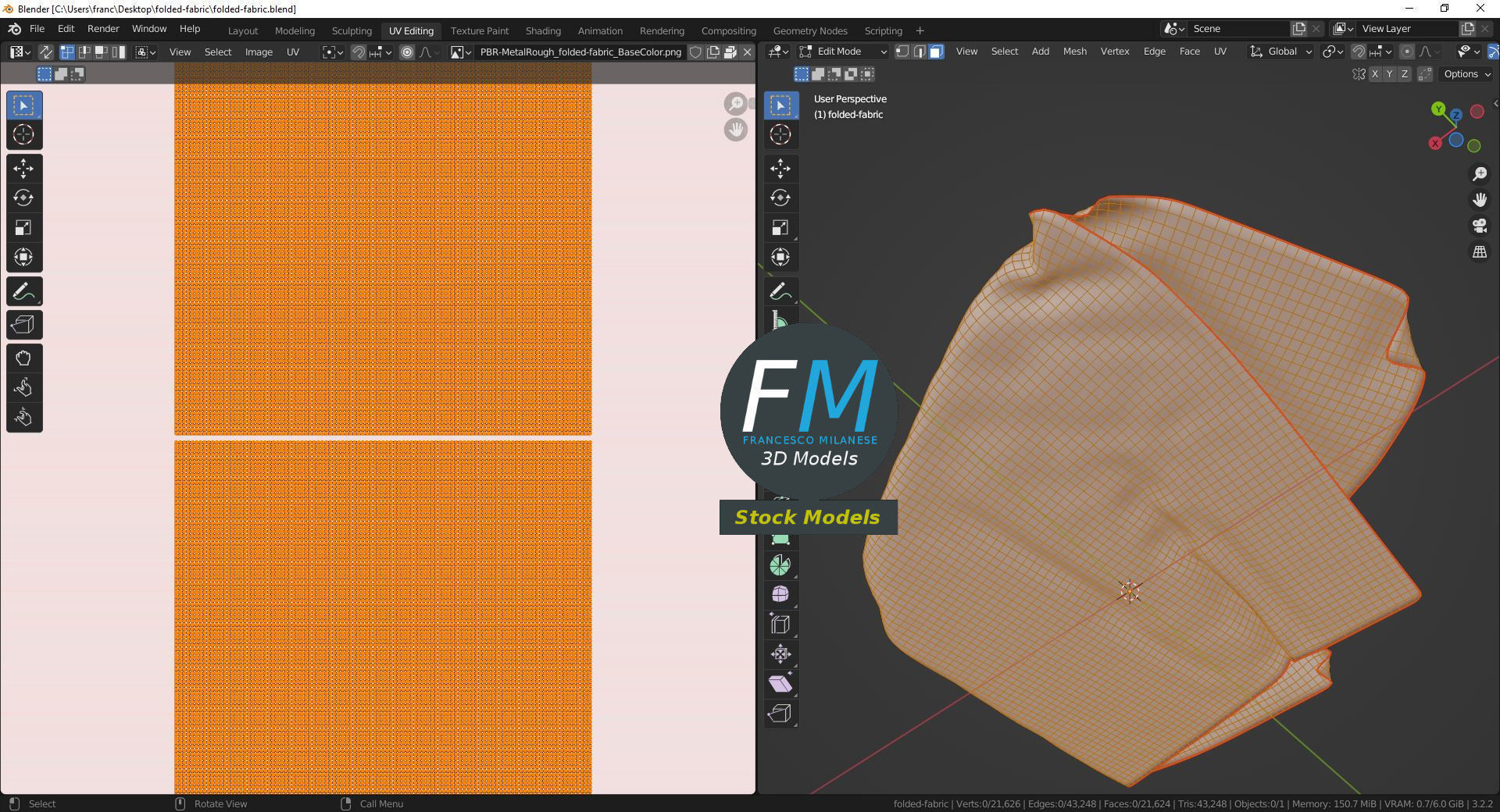 Folded fabric 3D model | CGTrader