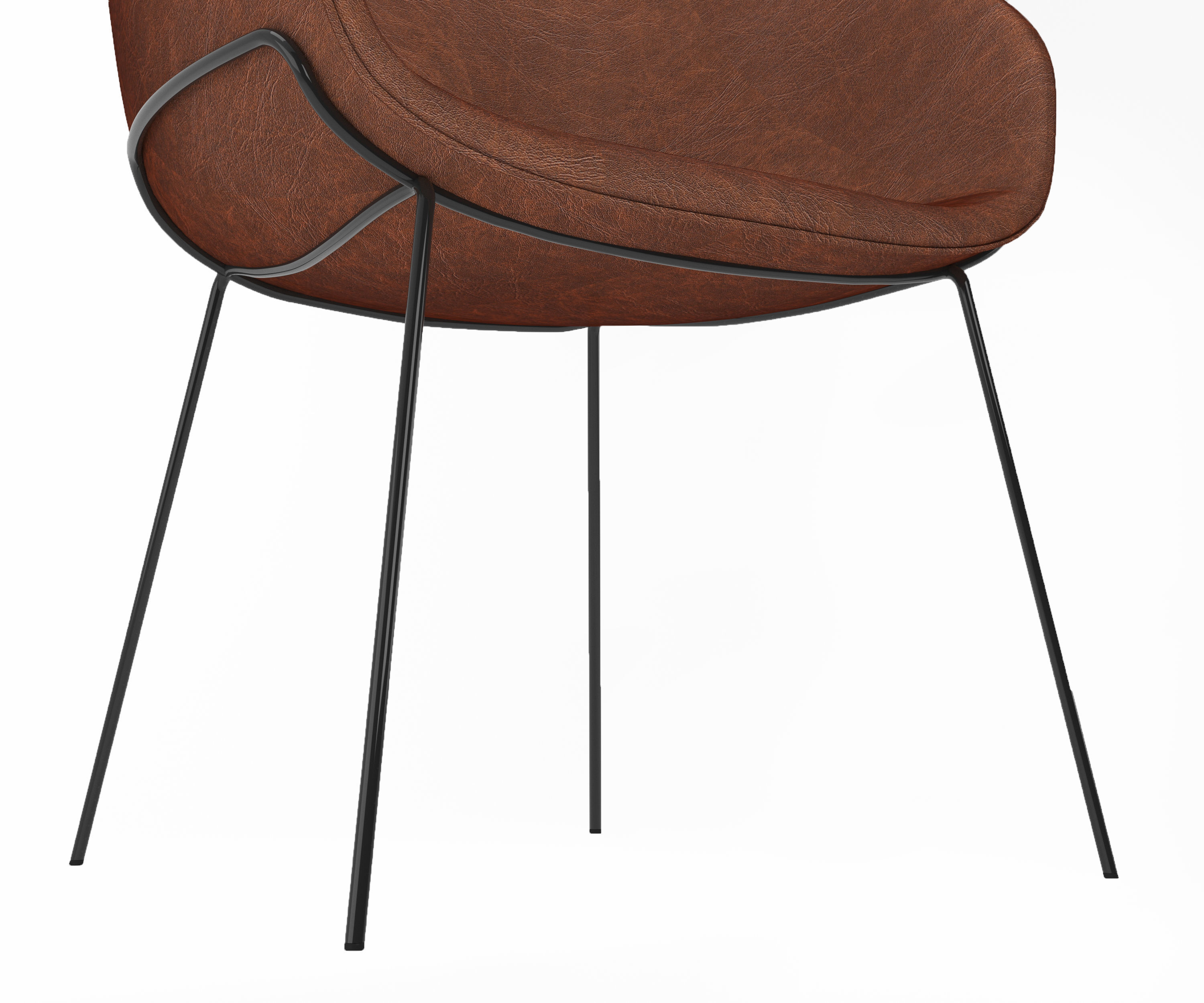 Retro chair with brown leather 3D model | CGTrader