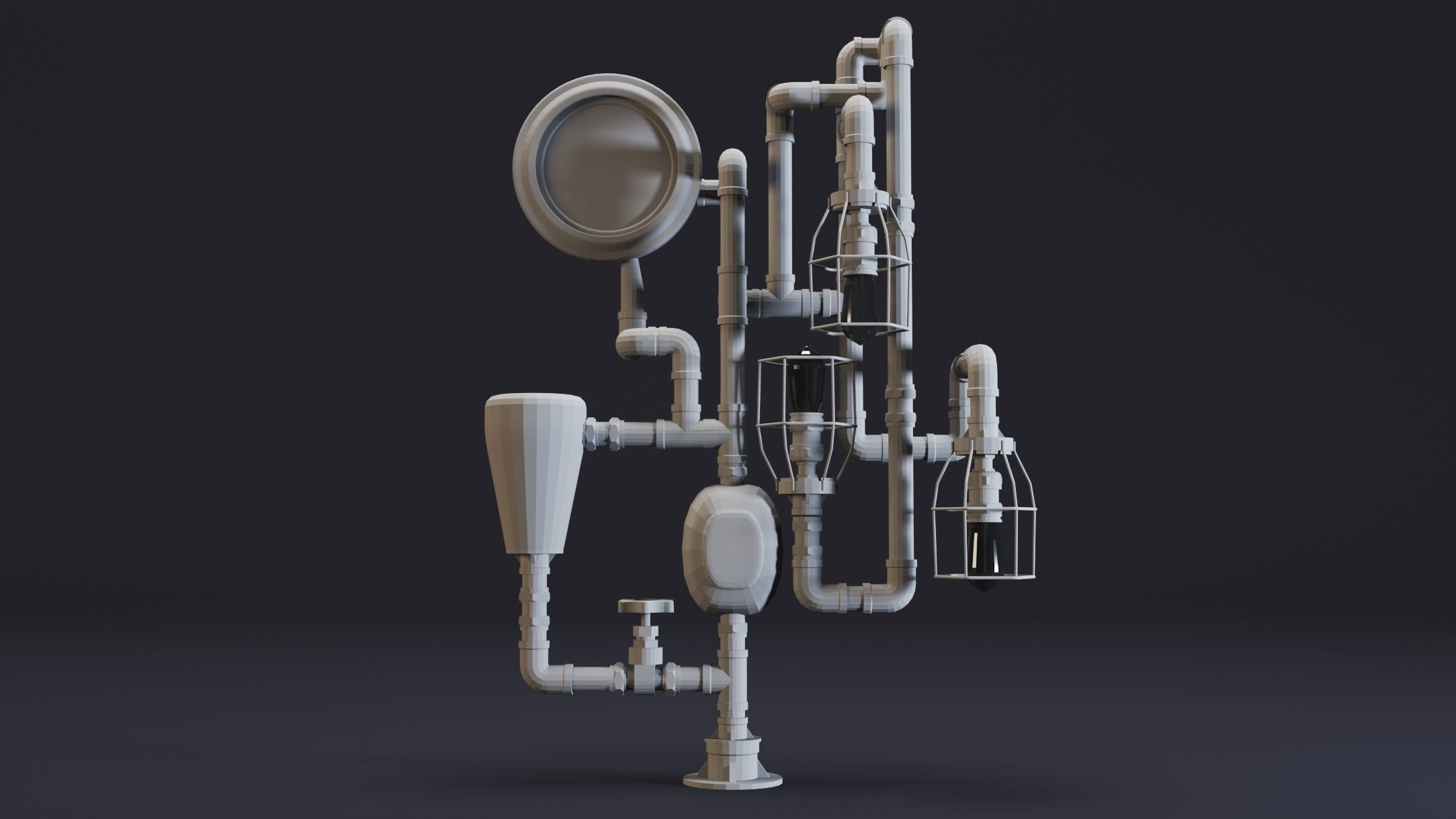 3D model 7- Steampunk Lamps- High detail 3d models VR / AR / low-poly ...