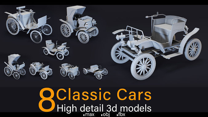 3D model 8- Classic Cars- High detail 3d models- Vol 02 VR / AR / low ...