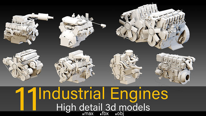 3D model 11 Industrial Engines- High detail 3d models VR / AR / low ...