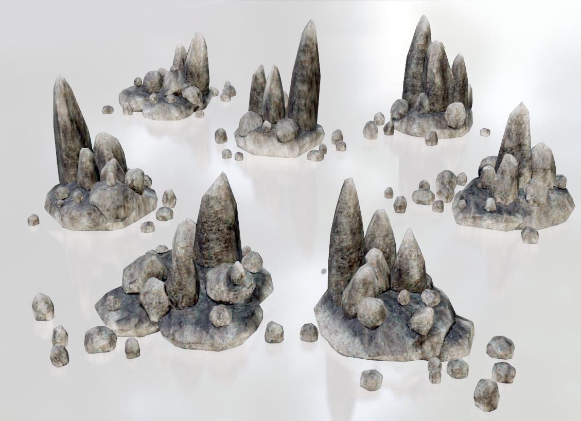 3D model Rock Formations Asset Pack 7 Low Poly Game Ready 2K PBR Models ...