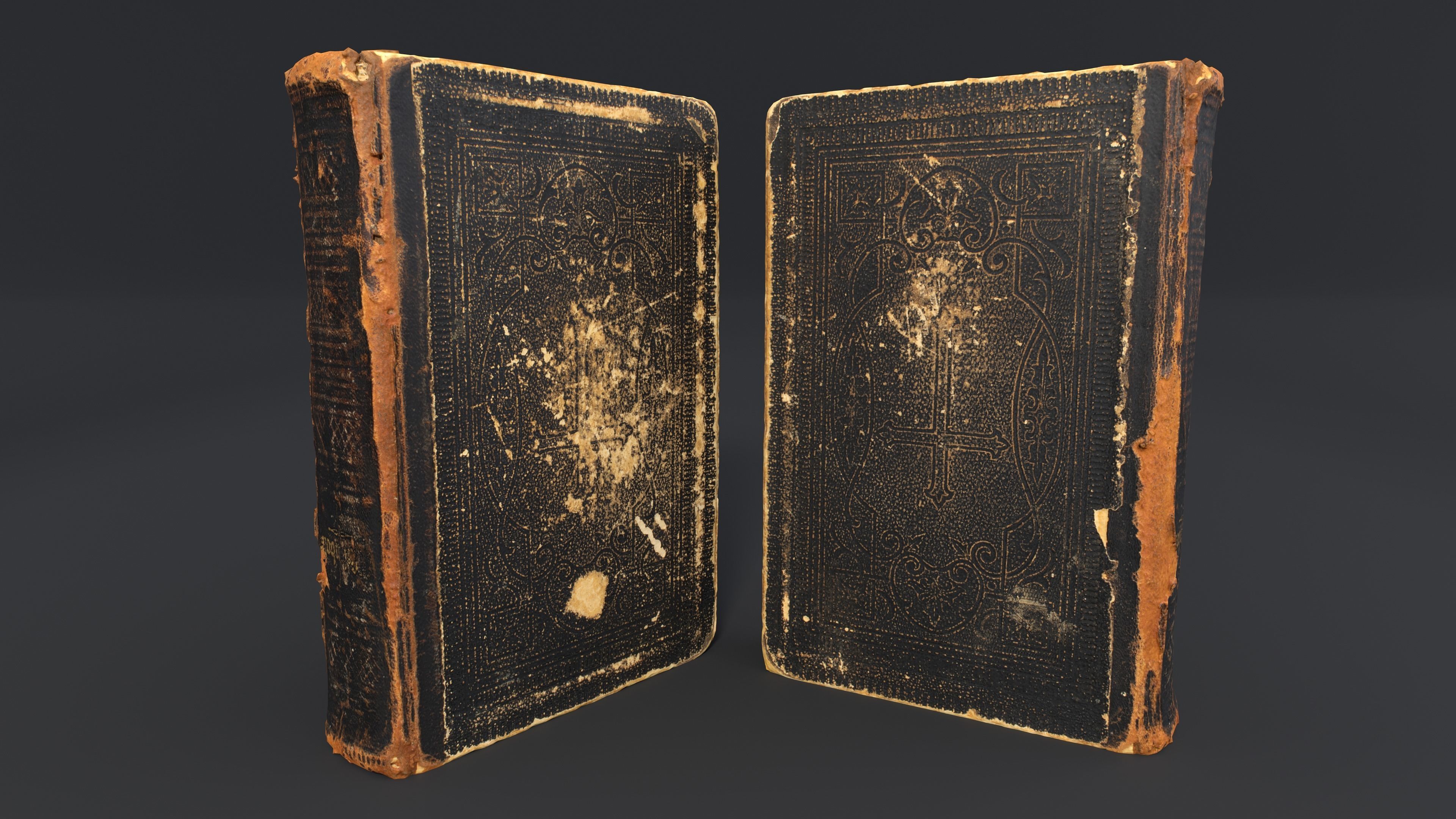 3D model Old Damaged Books set - PBR Game ready Low poly VR / AR / low ...