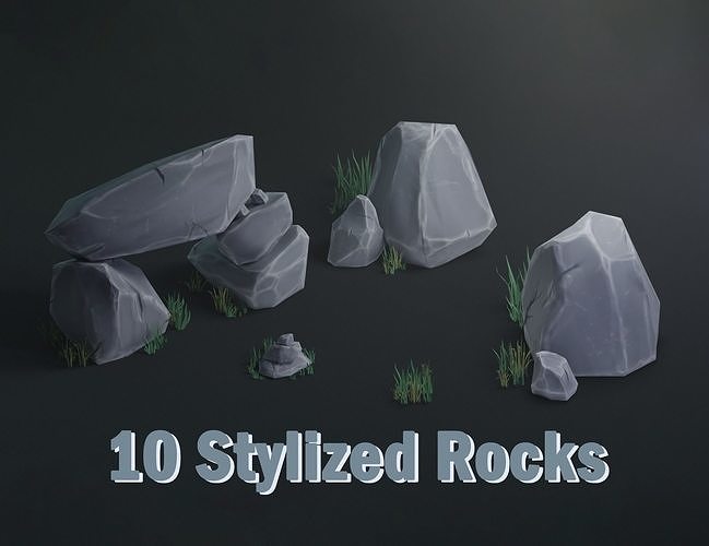 3D model Set of 10 Stylized Rocks VR / AR / low-poly | CGTrader