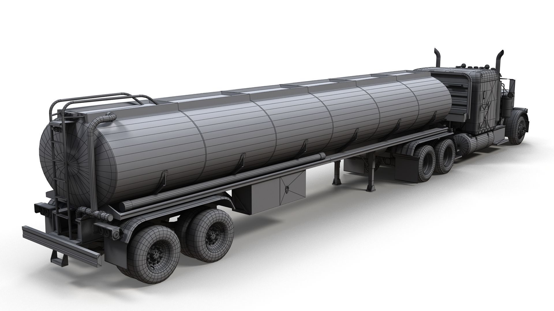 3D model Peterbilt 379 custom fuel trailer VR / AR / low-poly | CGTrader