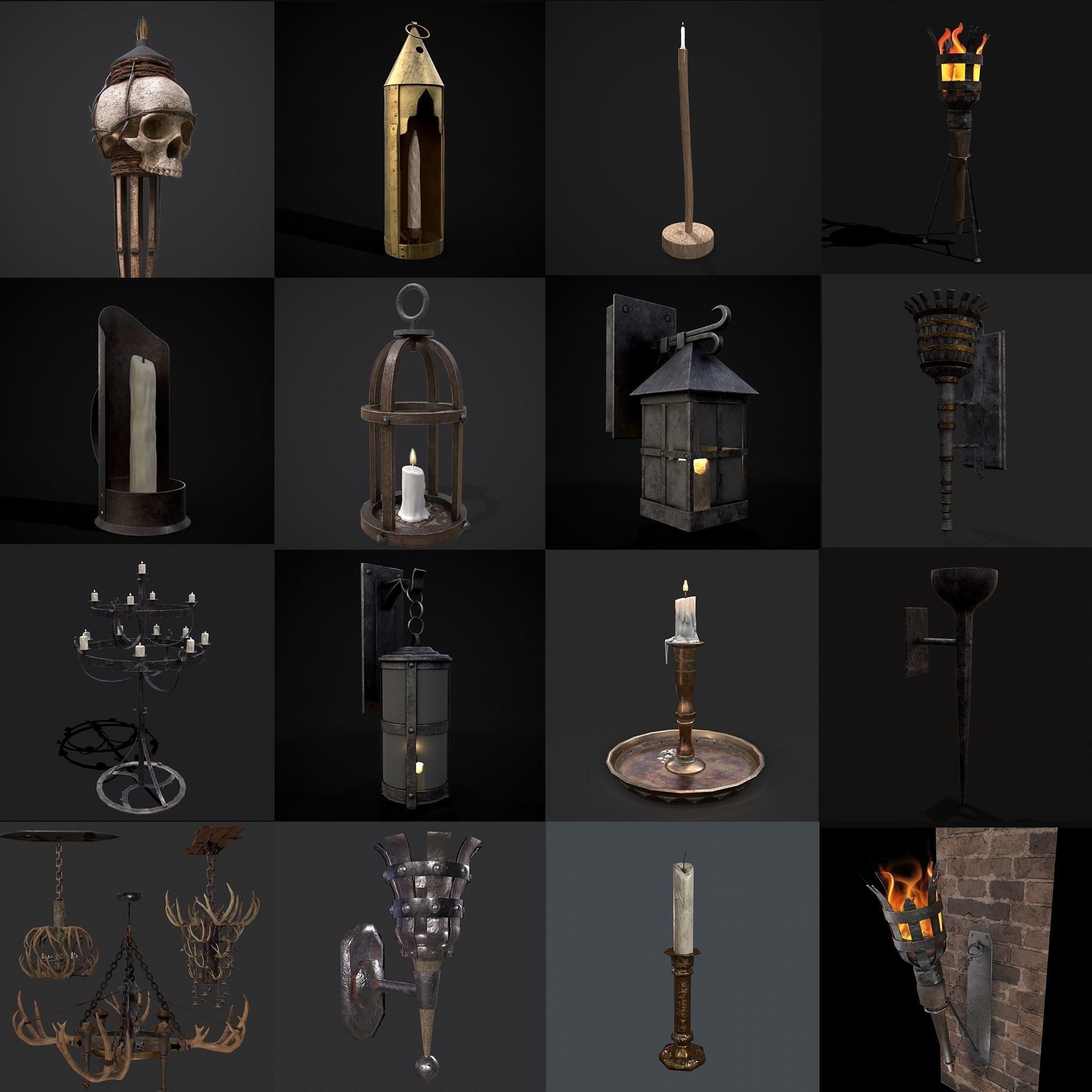 Medieval Eighteen Lights 3D Model Collection | CGTrader