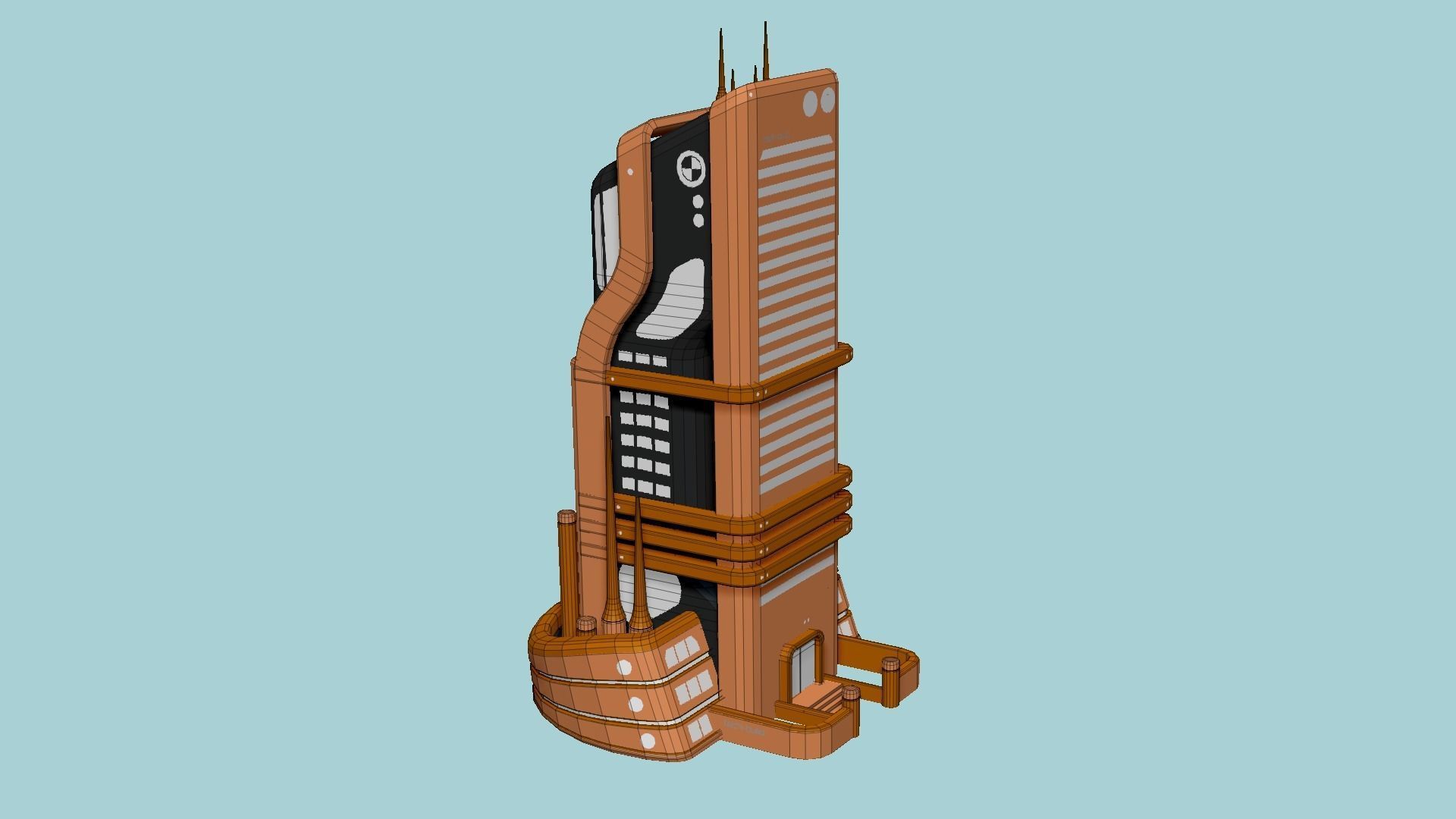 3D model SciFi Building A04 Orange - Sci Fi Exterior Design VR / AR ...