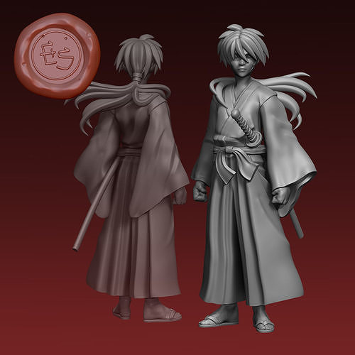 Kenshin Himura - Ruroni Kenshin - 32mm Miniature 3D model 3D printable ...