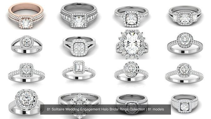 81 Solitaire Wedding Engagement Halo Bridal Rings Collection | CGTrader
