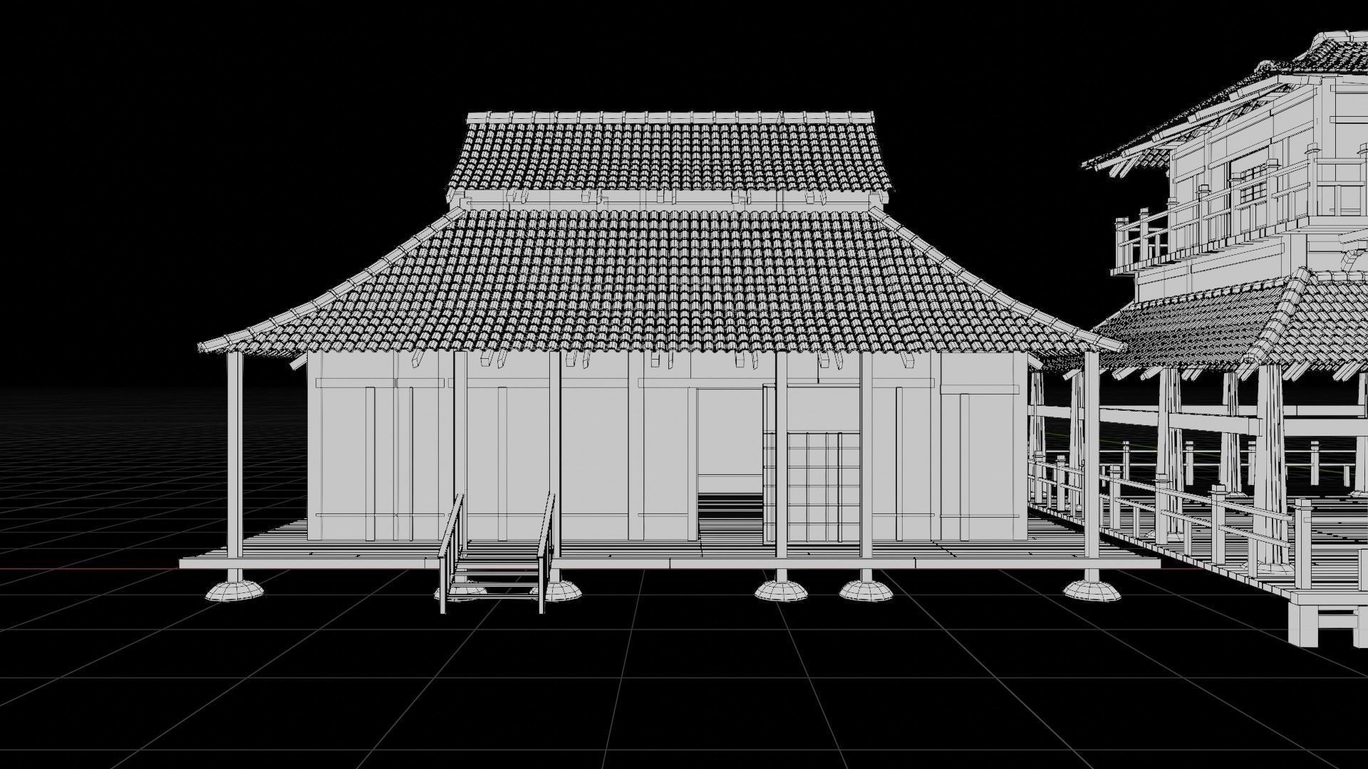 3D model japanese modular buildings with 4k textures VR / AR / low-poly ...
