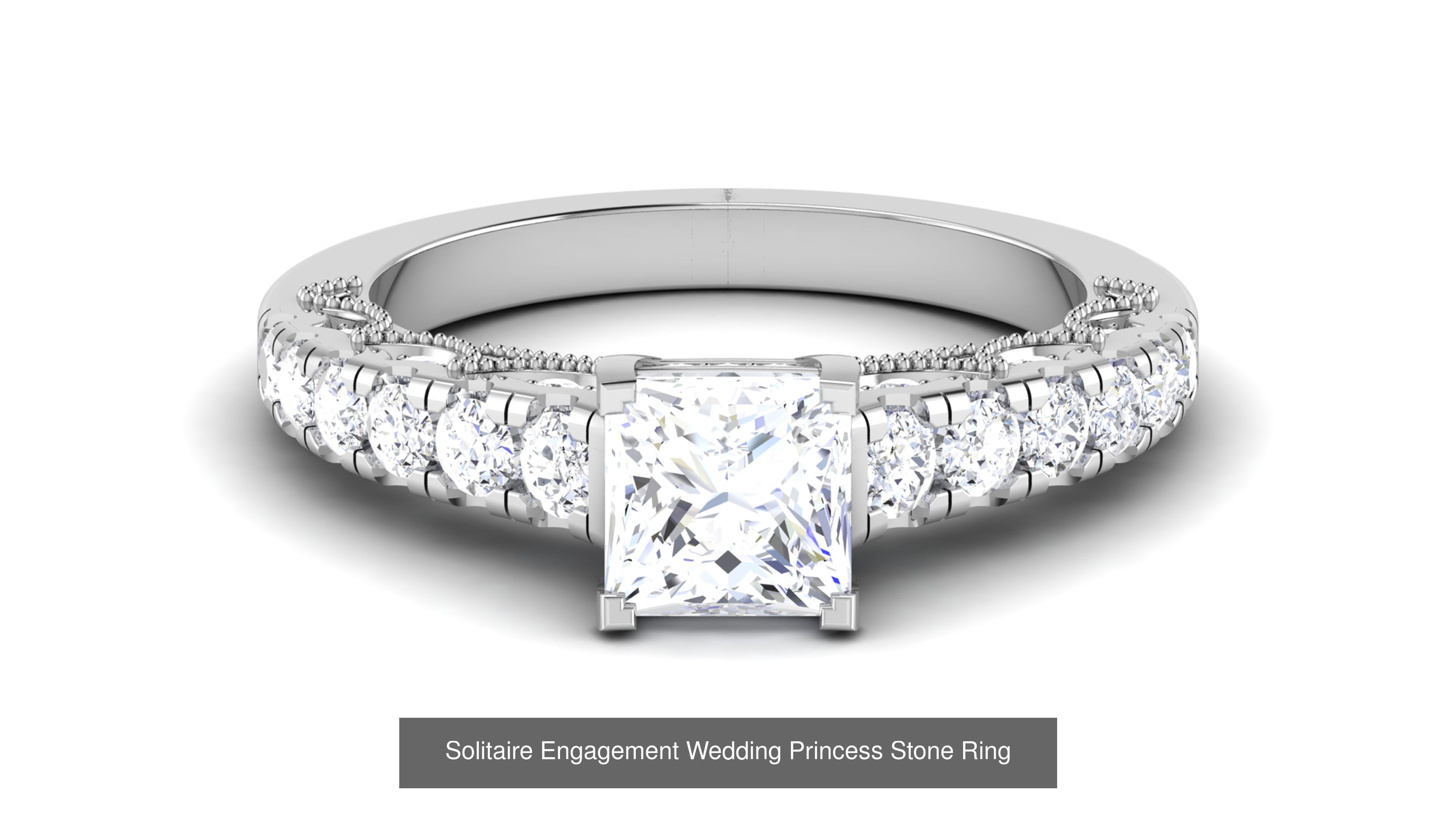 28 Solitaire Wedding Engagement Princess Stone Rings Collection | CGTrader