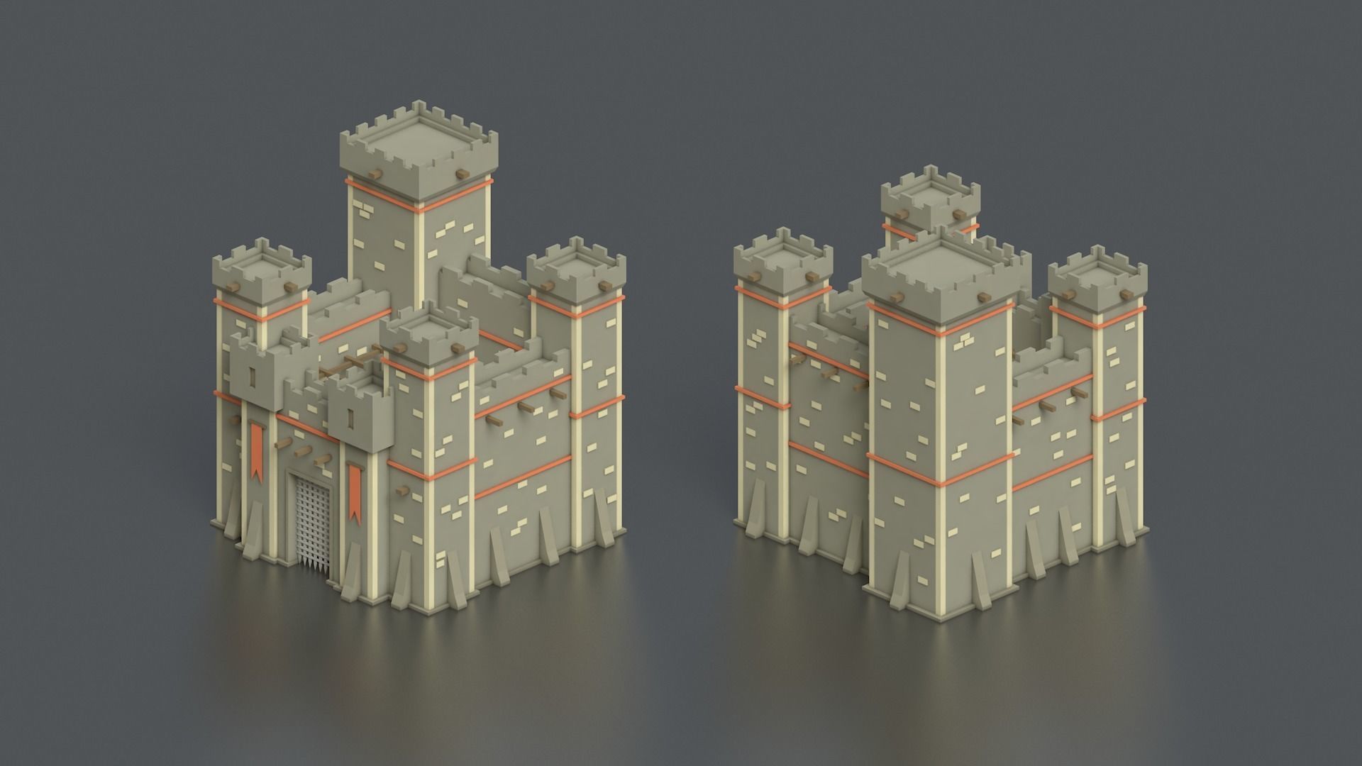 3D model Low Poly Medieval Middle Age City 3D Asset Pack VR / AR / low ...
