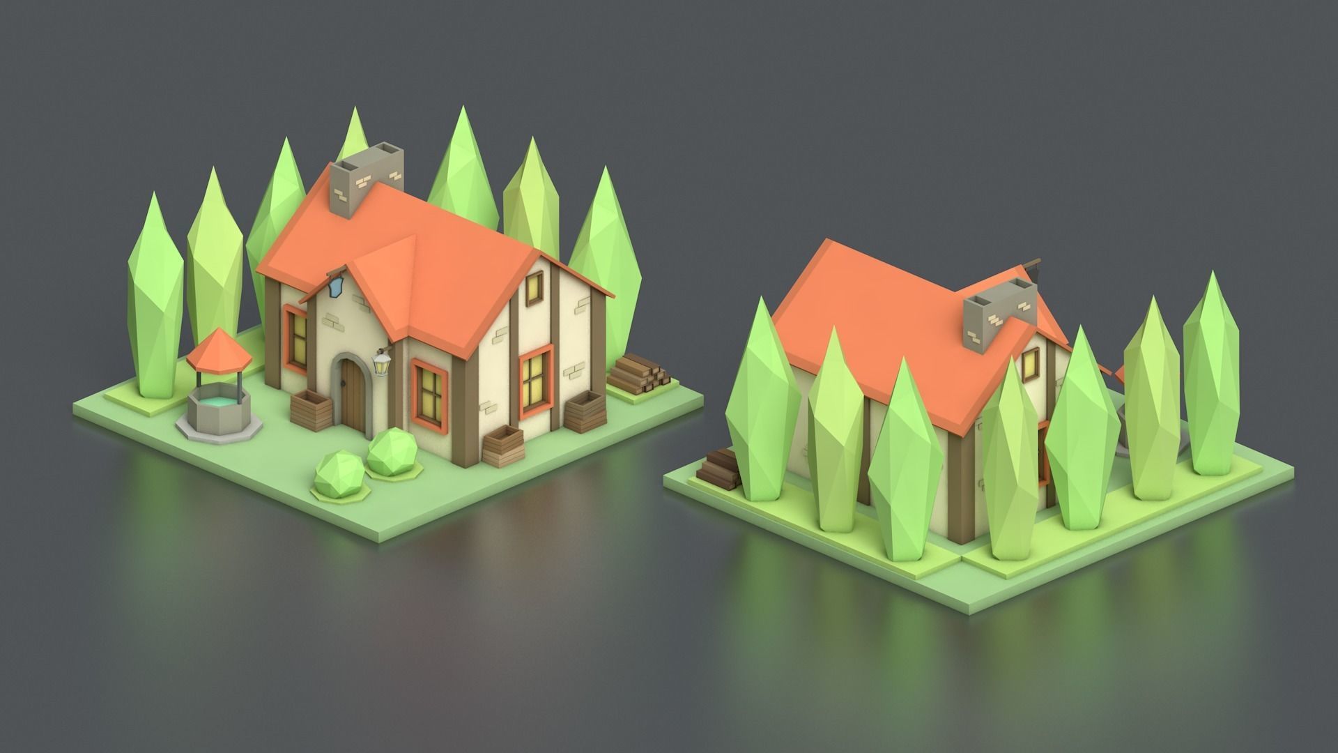 3D model Low Poly Medieval Middle Age City 3D Asset Pack VR / AR / low ...