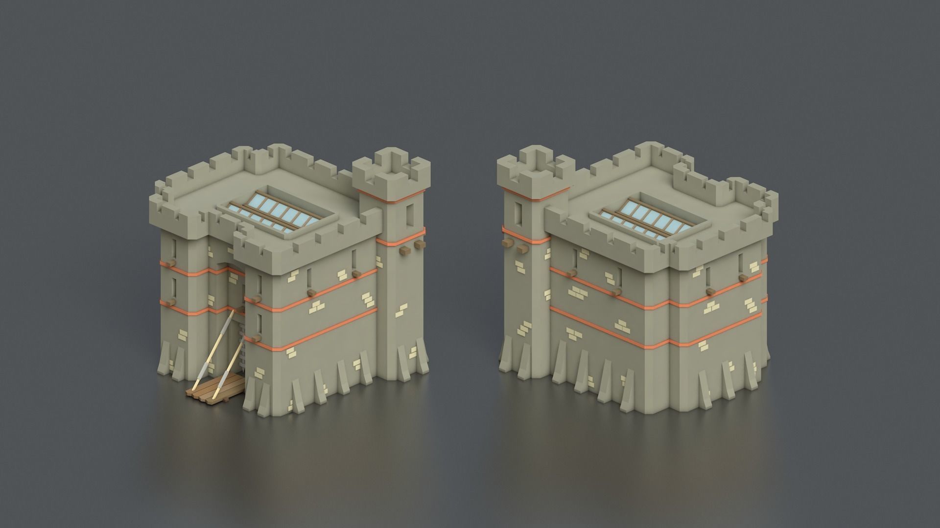 3D model Low Poly Medieval Middle Age City 3D Asset Pack VR / AR / low ...