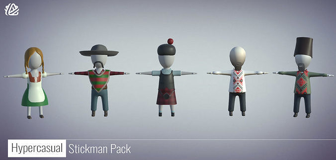 3D model Lowpoly Stickman Pack - 3D Figure models VR / AR / low-poly ...