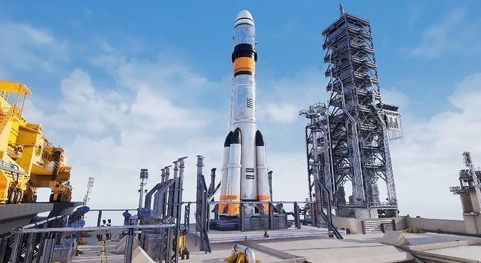 3D model Russian Rocket Launch Modular Environment VR / AR / low-poly ...