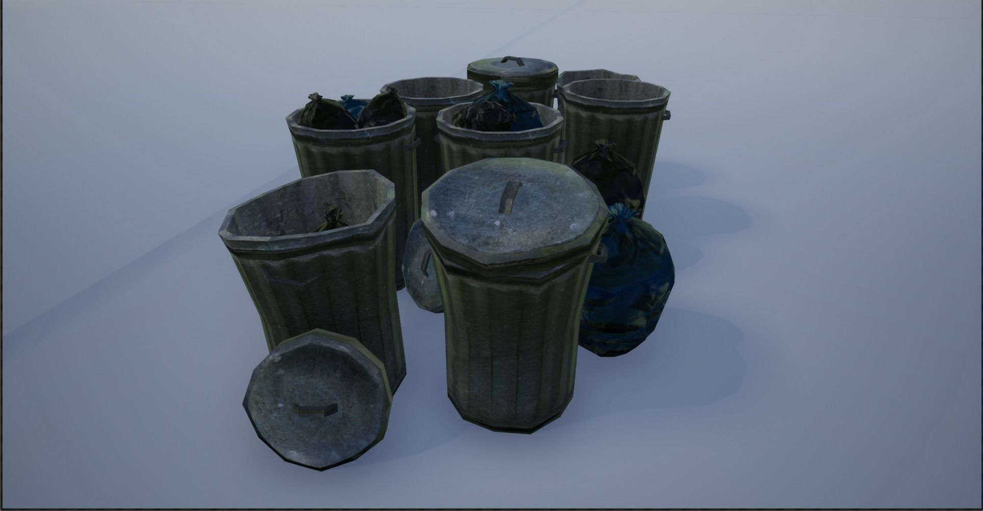 3D model Lowpoly Trash Bins and Trash Bags VR / AR / low-poly | CGTrader